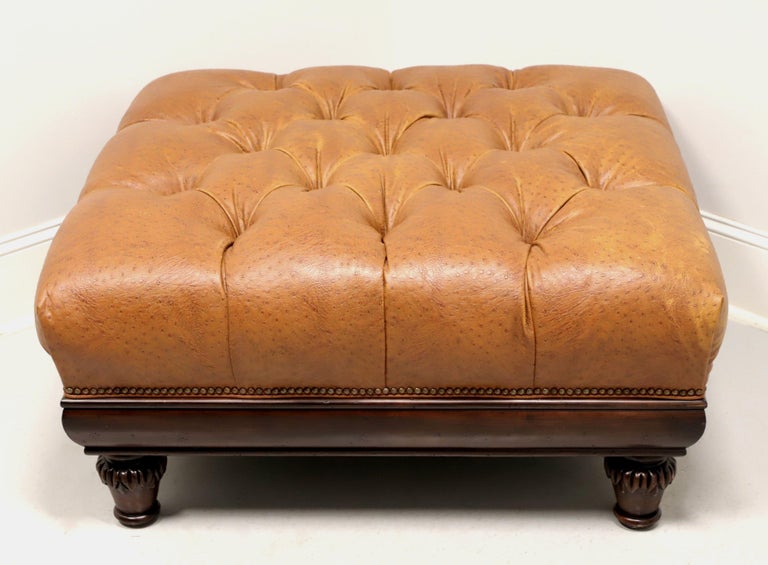 HANCOCK and MOORE Tufted Leather Regency Large Square Ottoman at 1stDibs