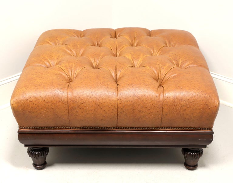 HANCOCK and MOORE Tufted Leather Regency Large Square Ottoman at 1stDibs