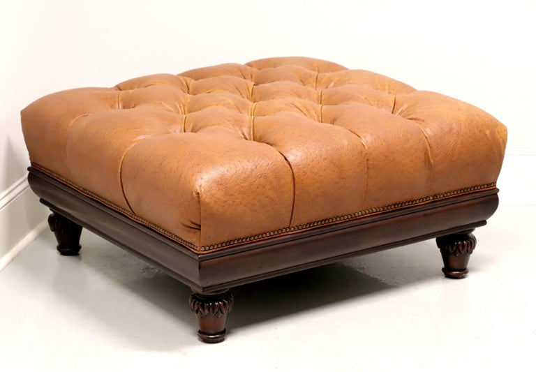 HANCOCK and MOORE Tufted Leather Regency Large Square Ottoman at 1stDibs
