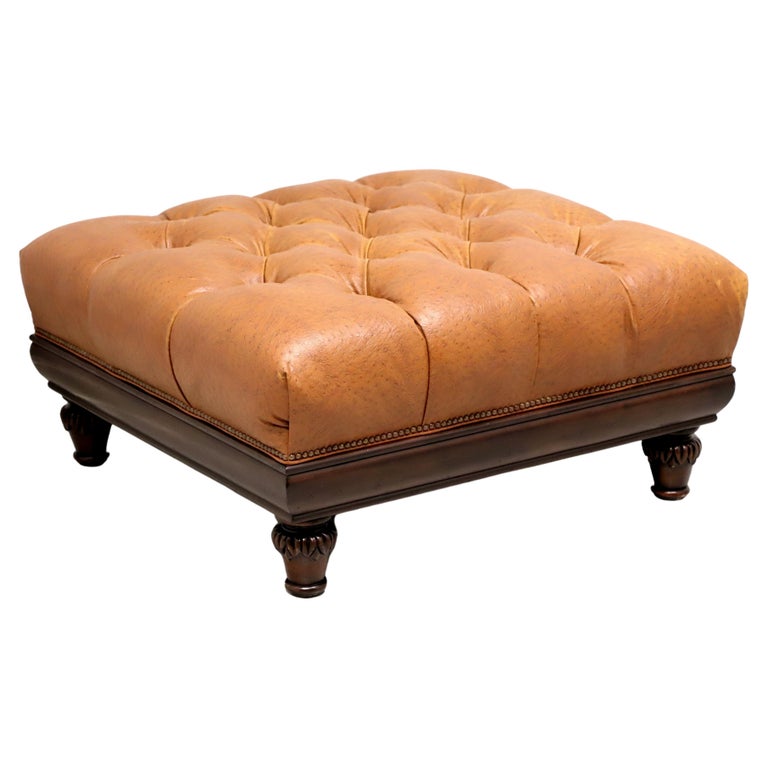 HANCOCK and MOORE Tufted Leather Regency Large Square Ottoman at 1stDibs