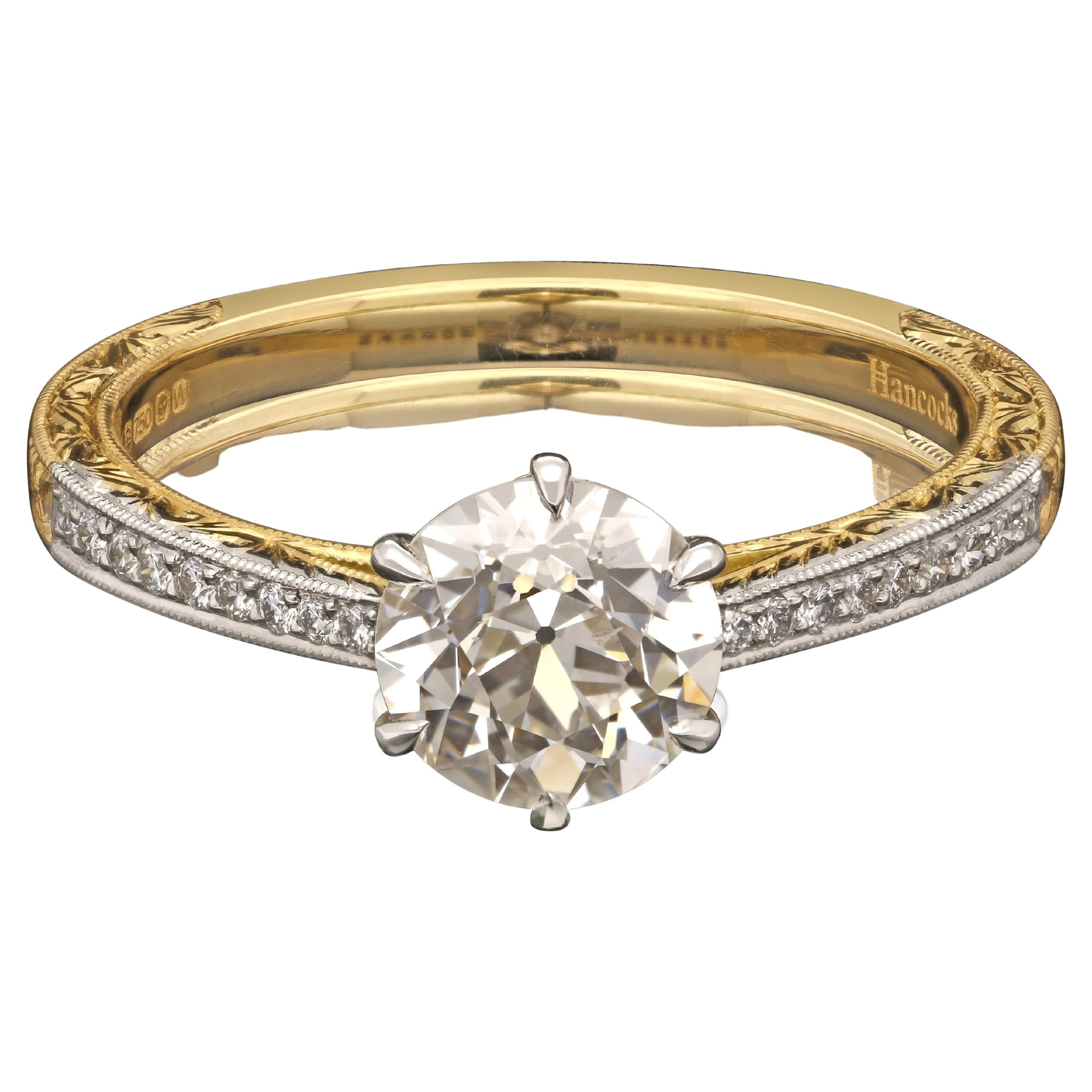 Hancocks 3.61carat Old European Cut Diamond and 22k Gold Gypsy Ring For ...
