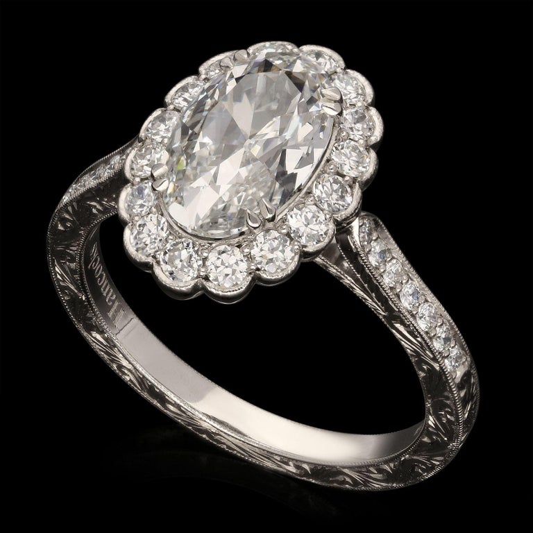 Hancocks 1.52ct Oval Diamond Cluster Ring With Diamond Surround In ...