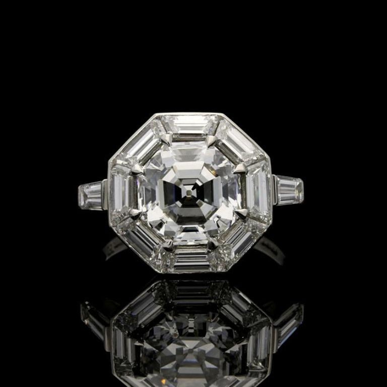 3.02ct Vintage Octagonal Step-Cut Diamond geometric ring by Hancocks at ...