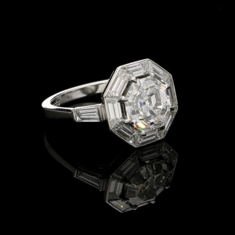 3.02ct Vintage Octagonal Step-Cut Diamond geometric ring by Hancocks at ...