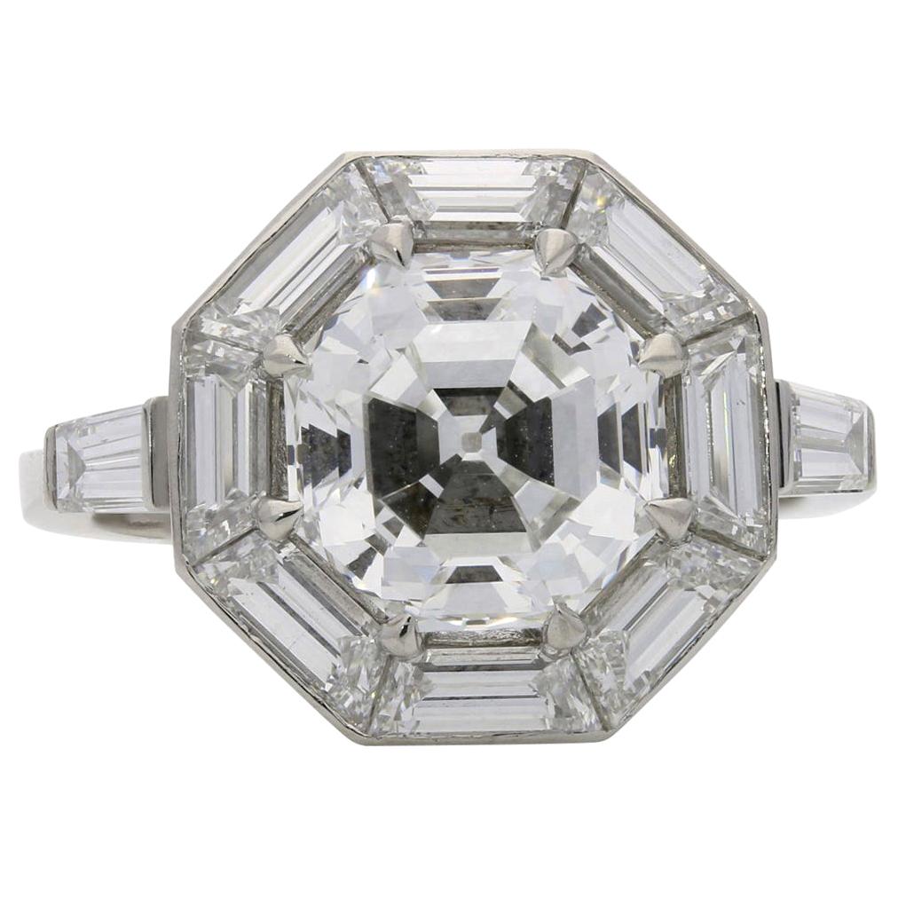 3.02ct Vintage Octagonal Step-Cut Diamond geometric ring by Hancocks at ...