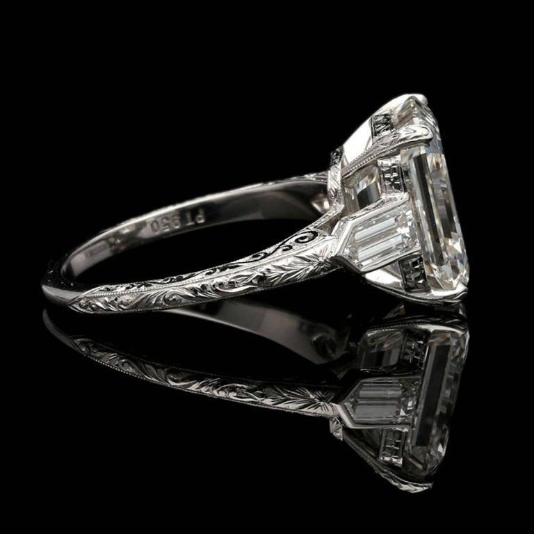 Hancocks 6.24 Carat Emerald Cut Diamond Ring with Bullet Diamond ...