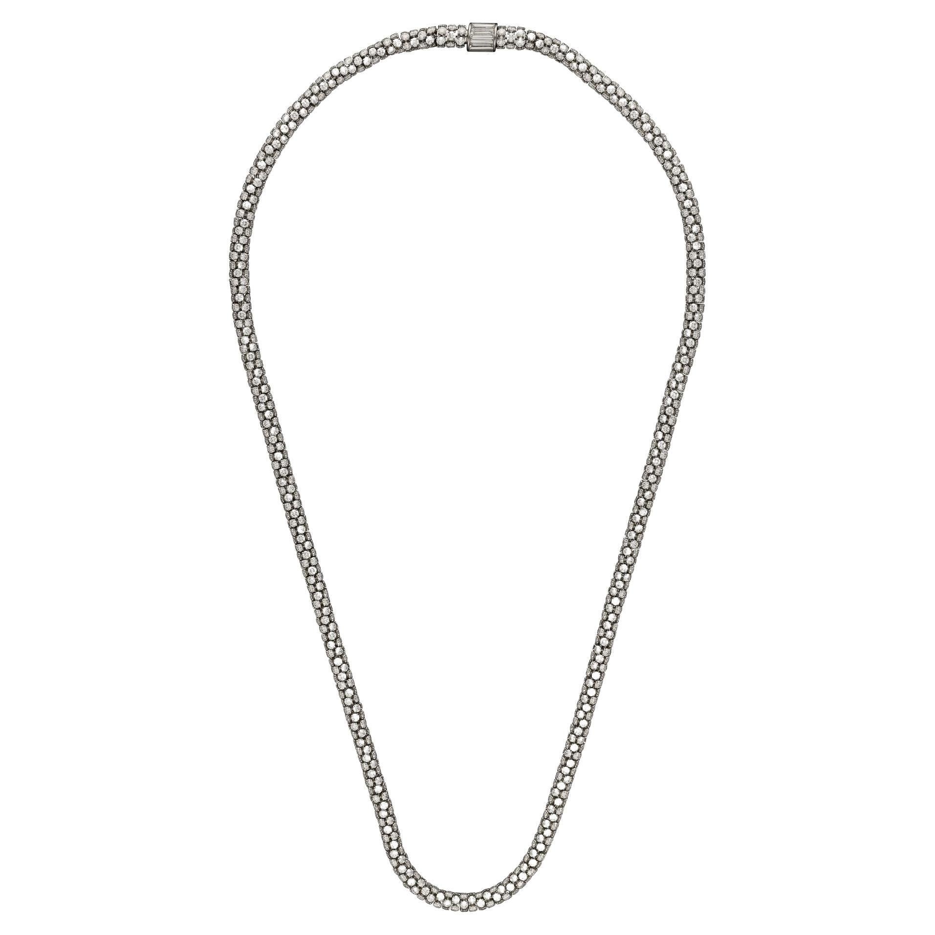 Edwardian Diamond Platinum Chain at 1stDibs