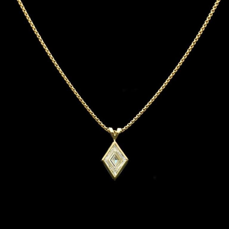 Hancocks Lozenge Shaped Diamond 18 Carat Yellow Gold Pendant For Sale ...
