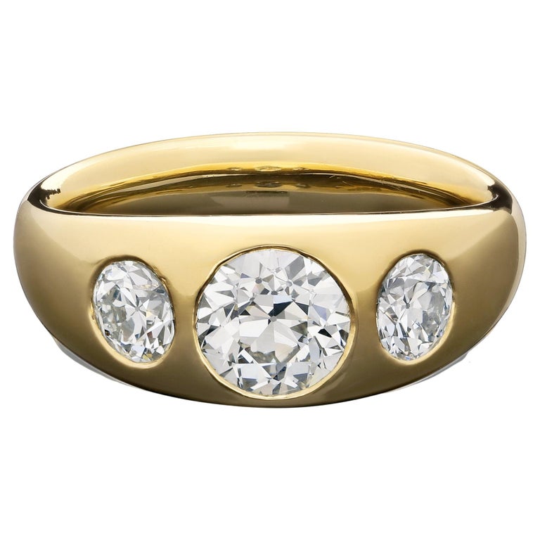 Hancocks Old Cut Diamond Gypsy-Set Three Stone and18ct Gold Ring ...