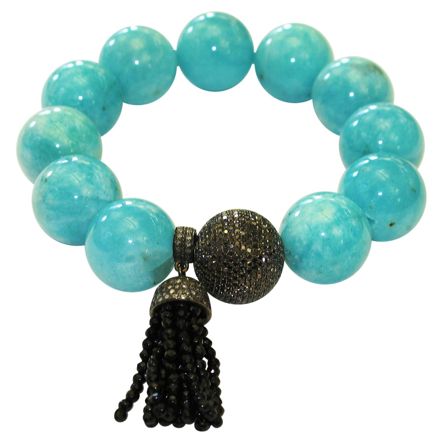 Black Onyx Beaded Bangle Bracelet at 1stDibs | black onyx bead bracelet