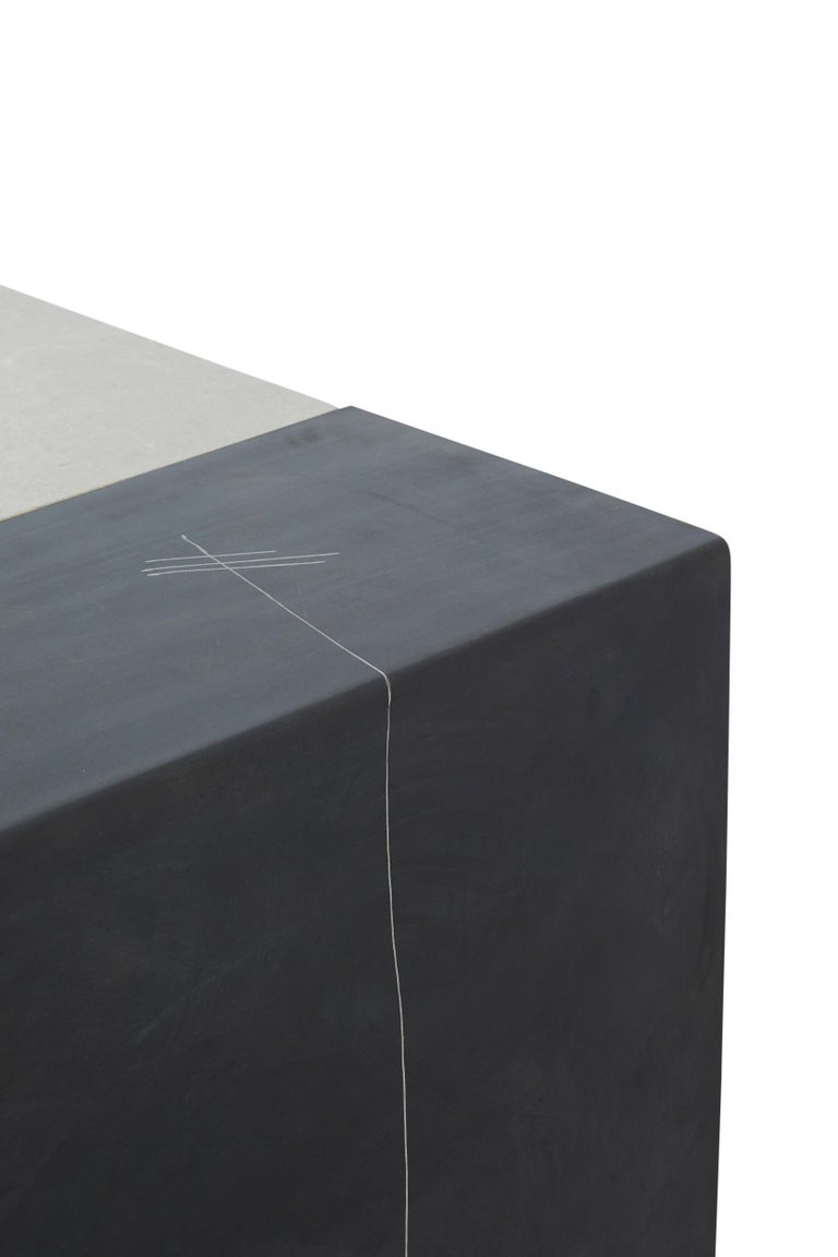 Hand-Blackened, Bespoke and Etched Dining "Steel Table" with Viroc Top ...