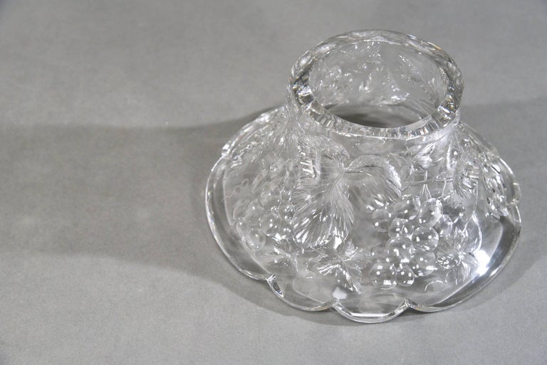 Hand Blown 2 Piece Intaglio Cut Crystal Punch Bowl with Grape Vine ...