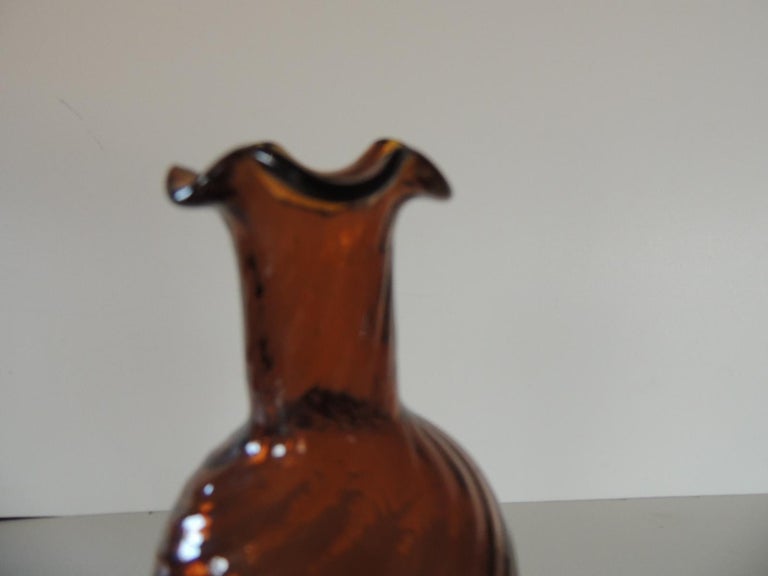 Hand Blown Amber Bud Vase For Sale at 1stDibs