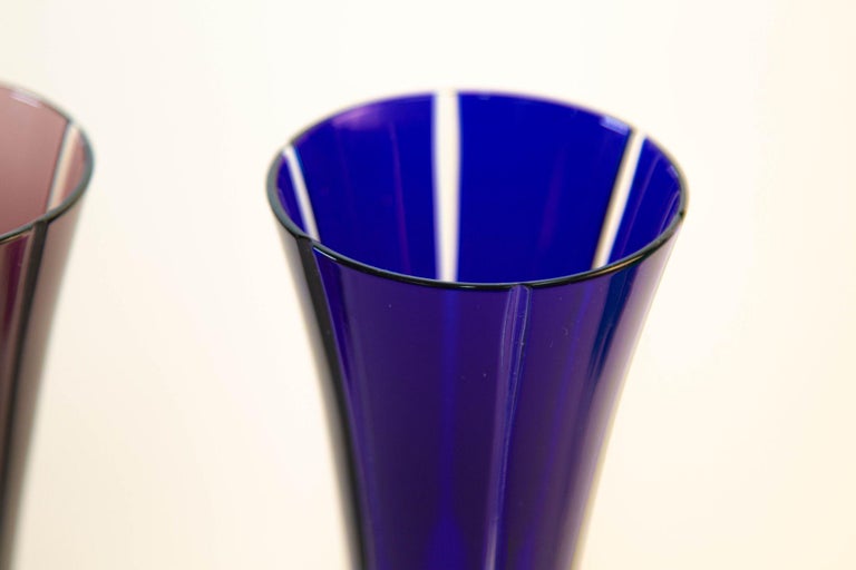 Hand Blown and Handcut Colored Crystal Champagne Flutes Set of 4 For ...