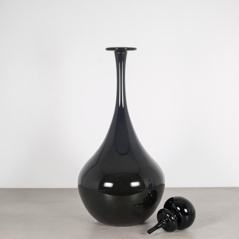 Hand Blown Black Murano Glass Decanter Made in Italy For Sale at 1stDibs