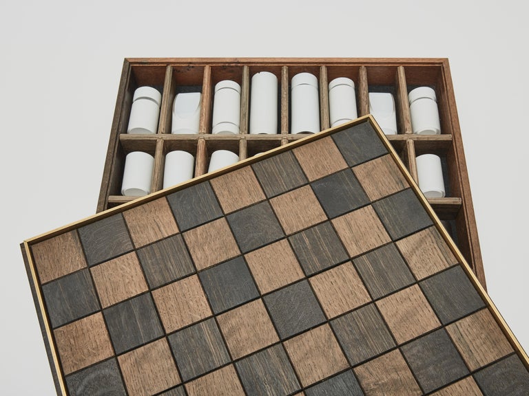 Hand Blown Crystal Glass Chess Set, 3000-5000 Year-Old Solid Bog-Oak ...