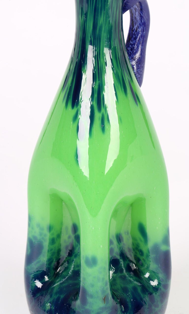 Hand Blown Dimple Design Handled Stylish Art Glass Jug For Sale at ...