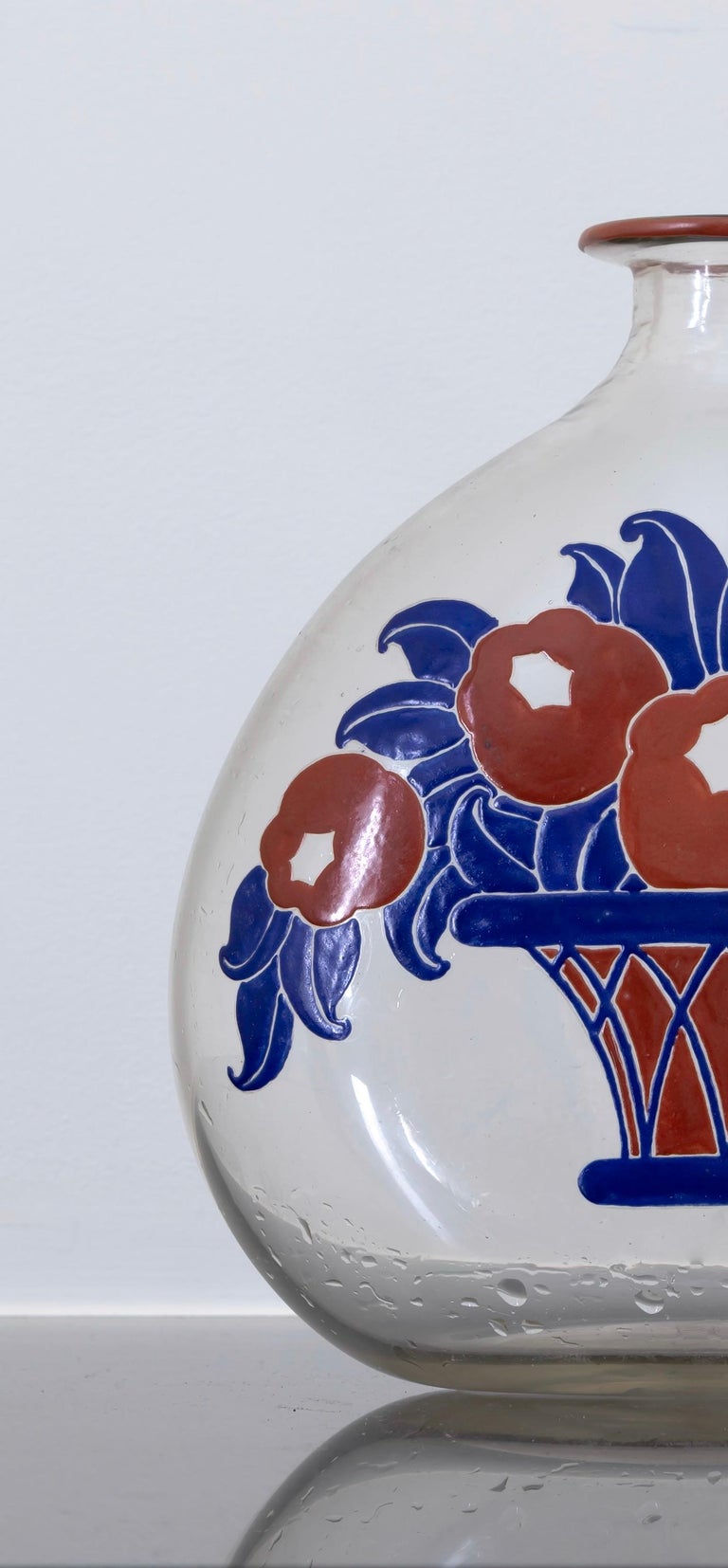 Hand Blown Glass and Enamel Bouquet Vase, by Jean Luce, circa 1925 For ...