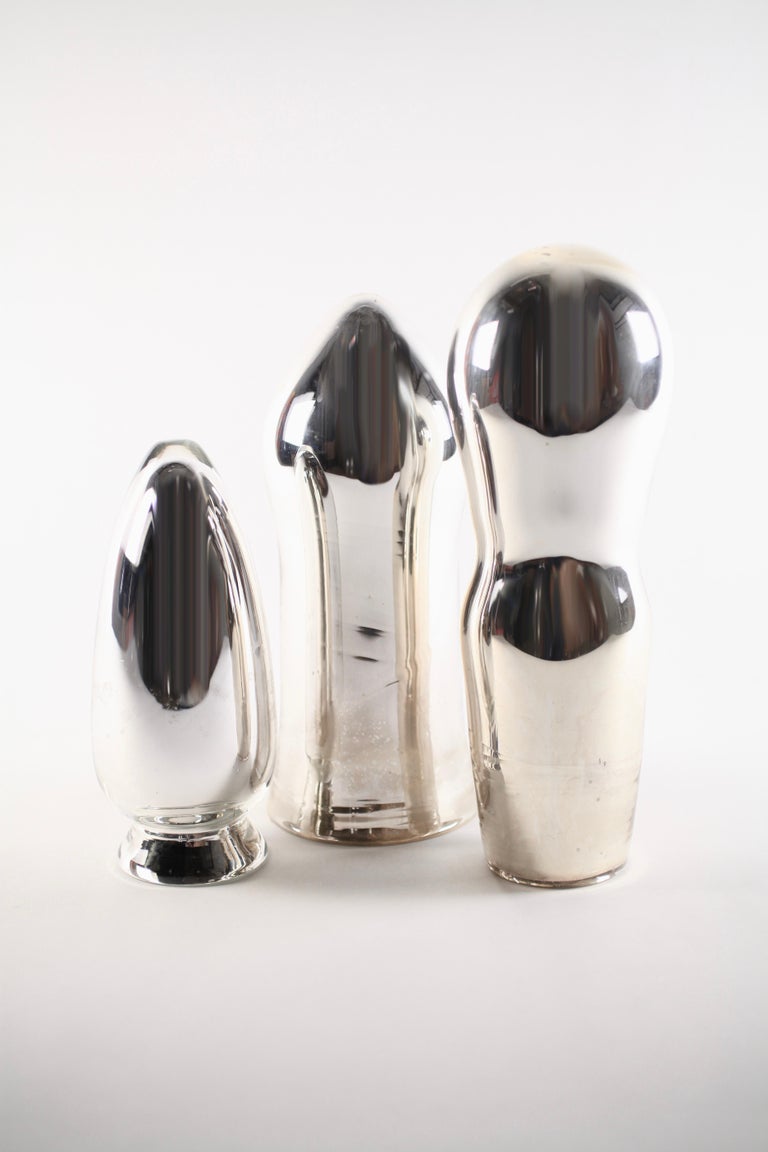 Hand Blown Glass and Mirrored Bomb Sculpture Trio #1 by Elizabeth Lyons ...