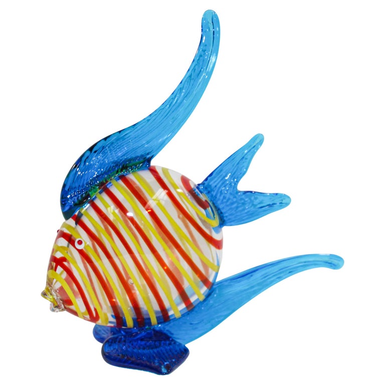 Hand Blown Large Murano Glass Blue Fish at 1stDibs
