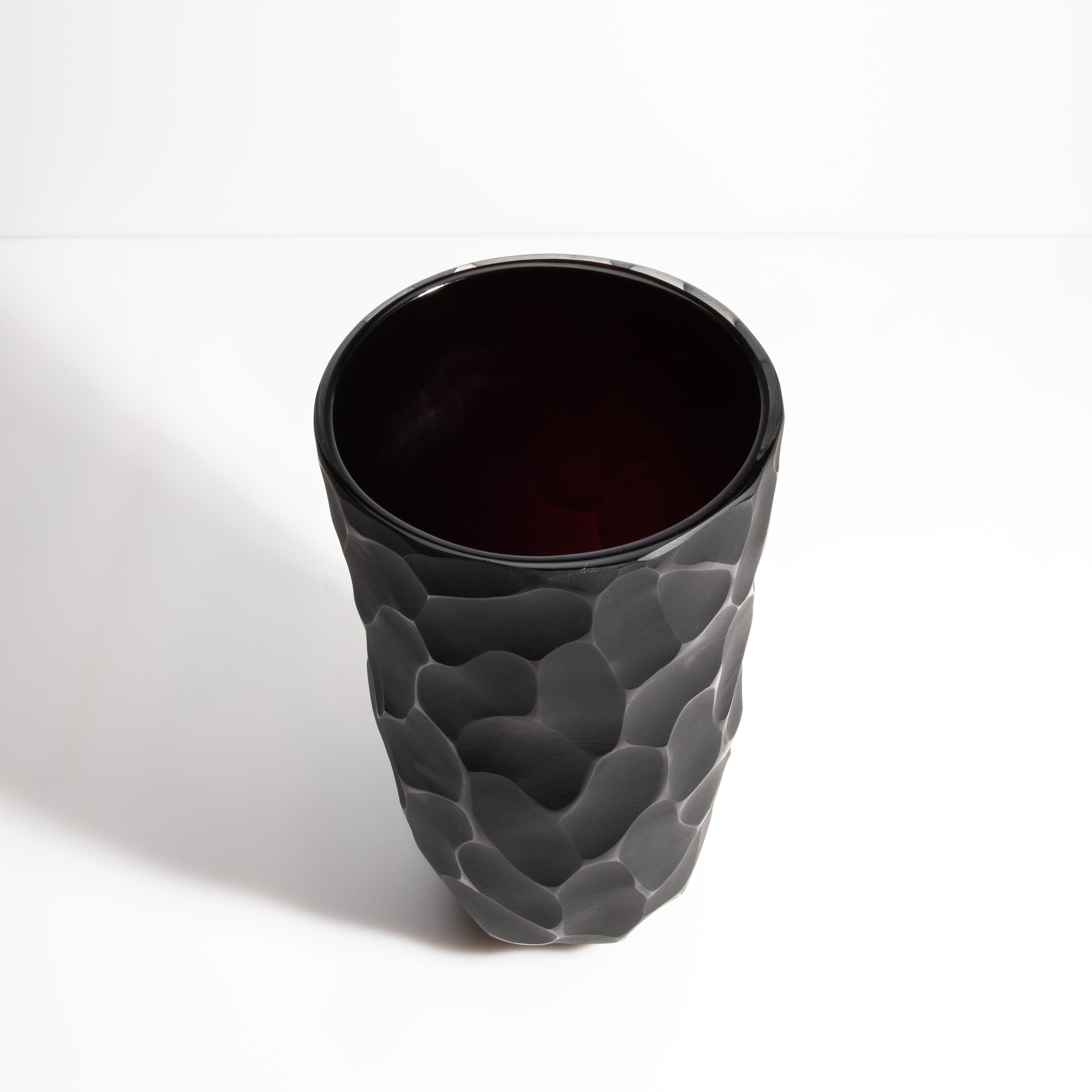 Hand Blown Moon Vase in Black Large For Sale at 1stDibs