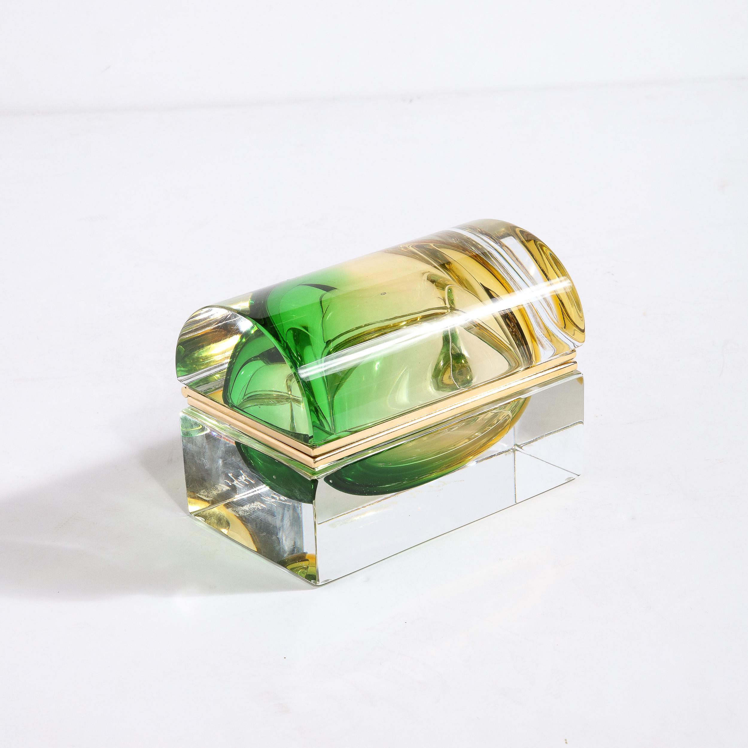 Hand Blown Murano Glass Box in Emerald and Citrine Gradient For Sale at ...