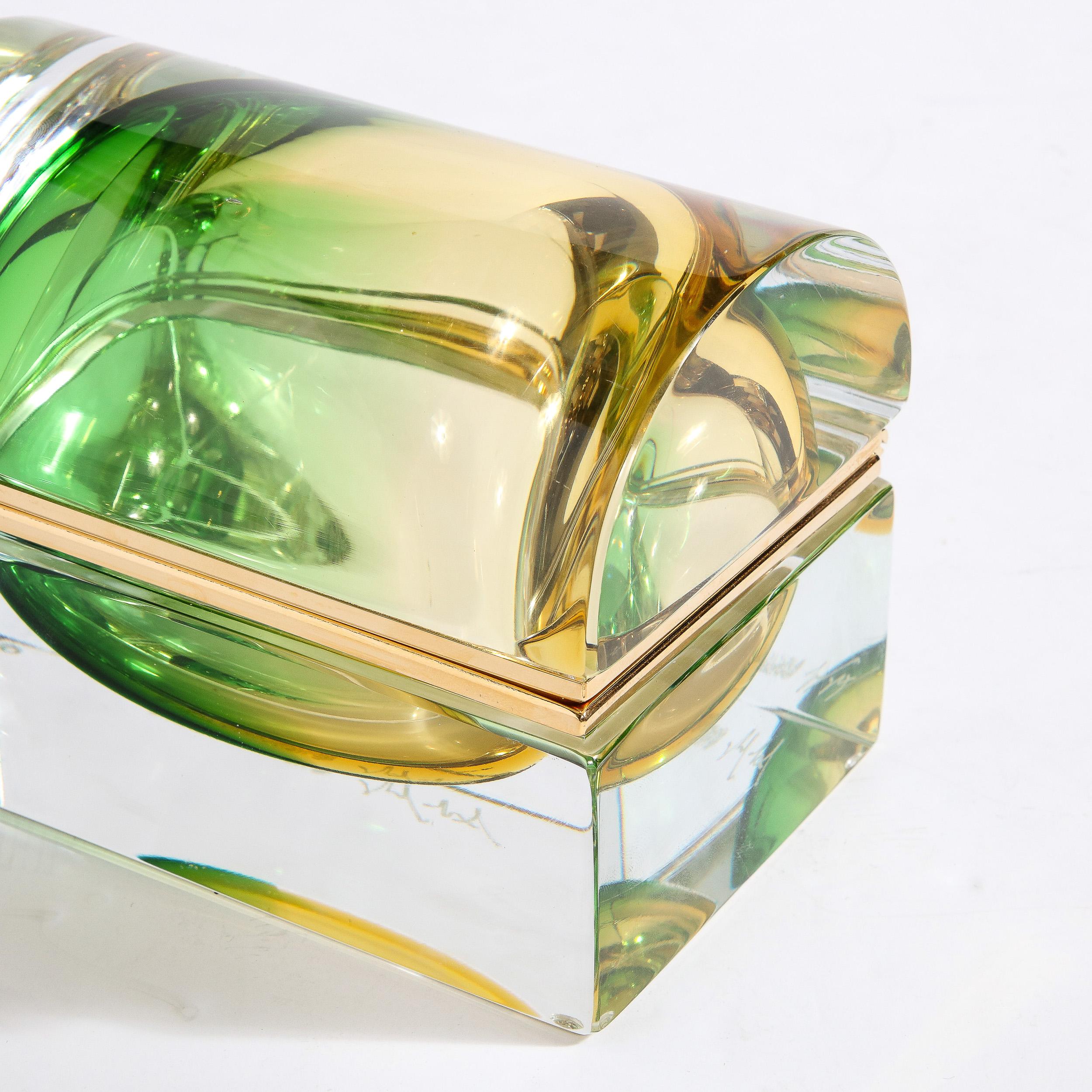 Hand Blown Murano Glass Box in Emerald and Citrine Gradient For Sale at ...