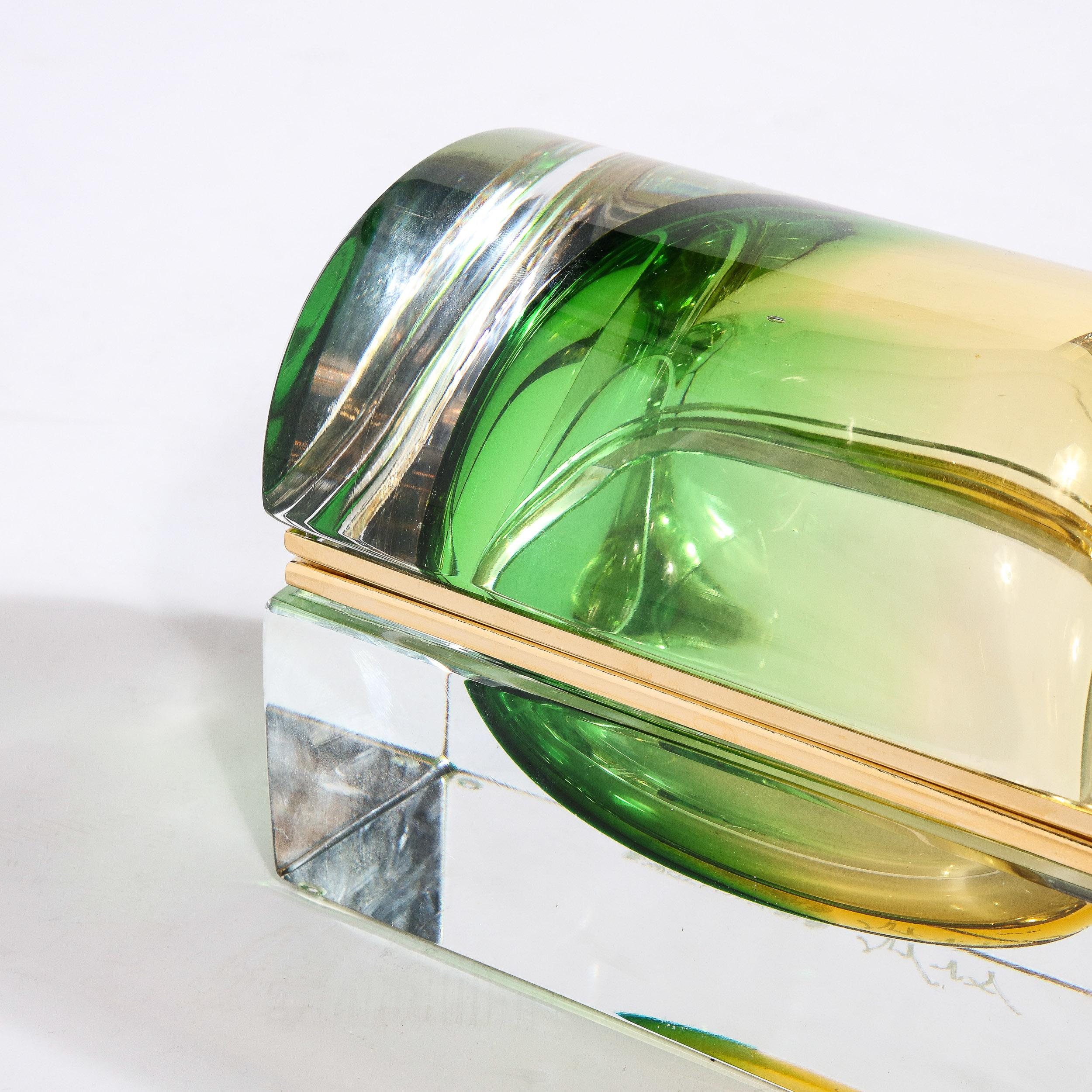 Hand Blown Murano Glass Box in Emerald and Citrine Gradient For Sale at ...