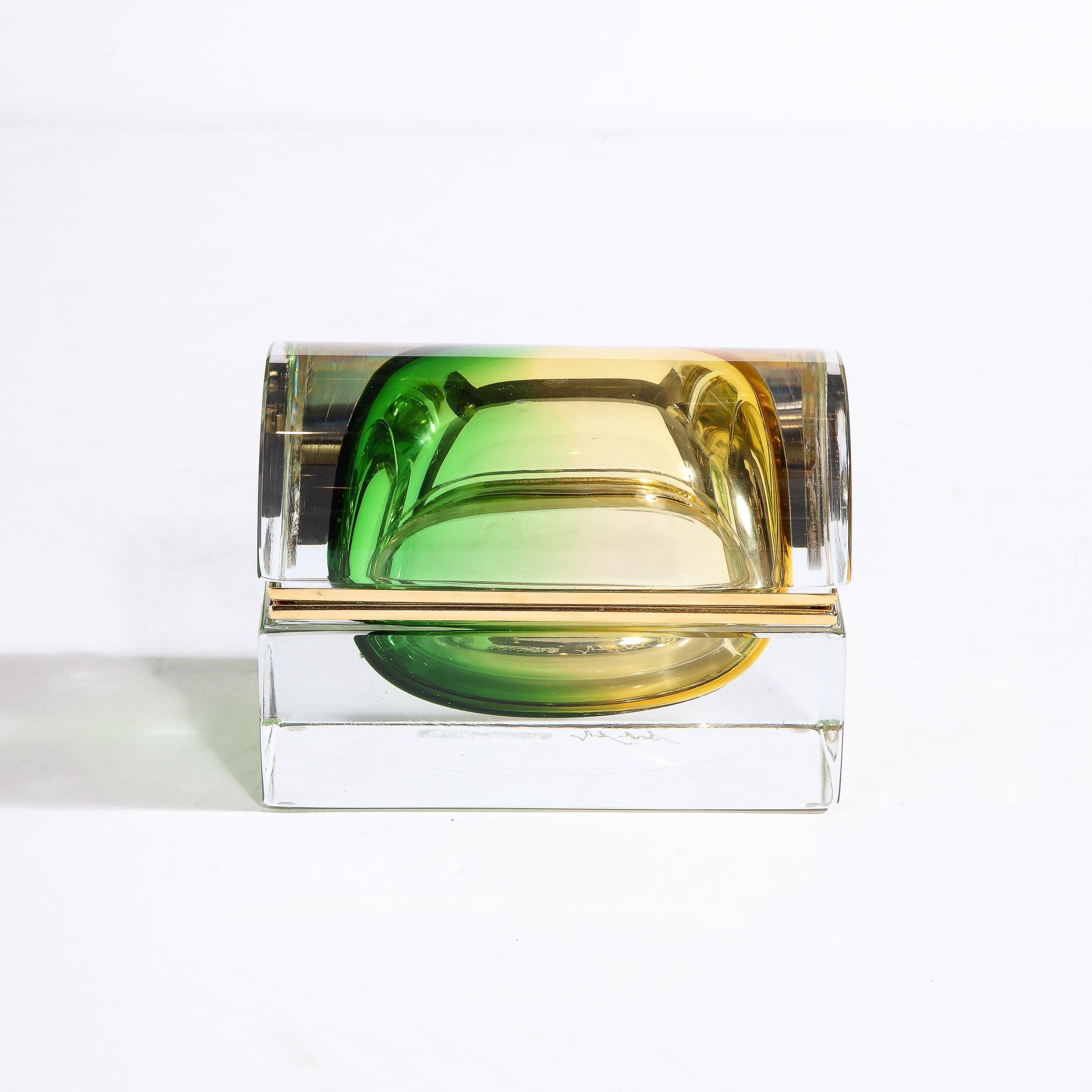 Hand Blown Murano Glass Box in Emerald and Citrine Gradient For Sale at ...