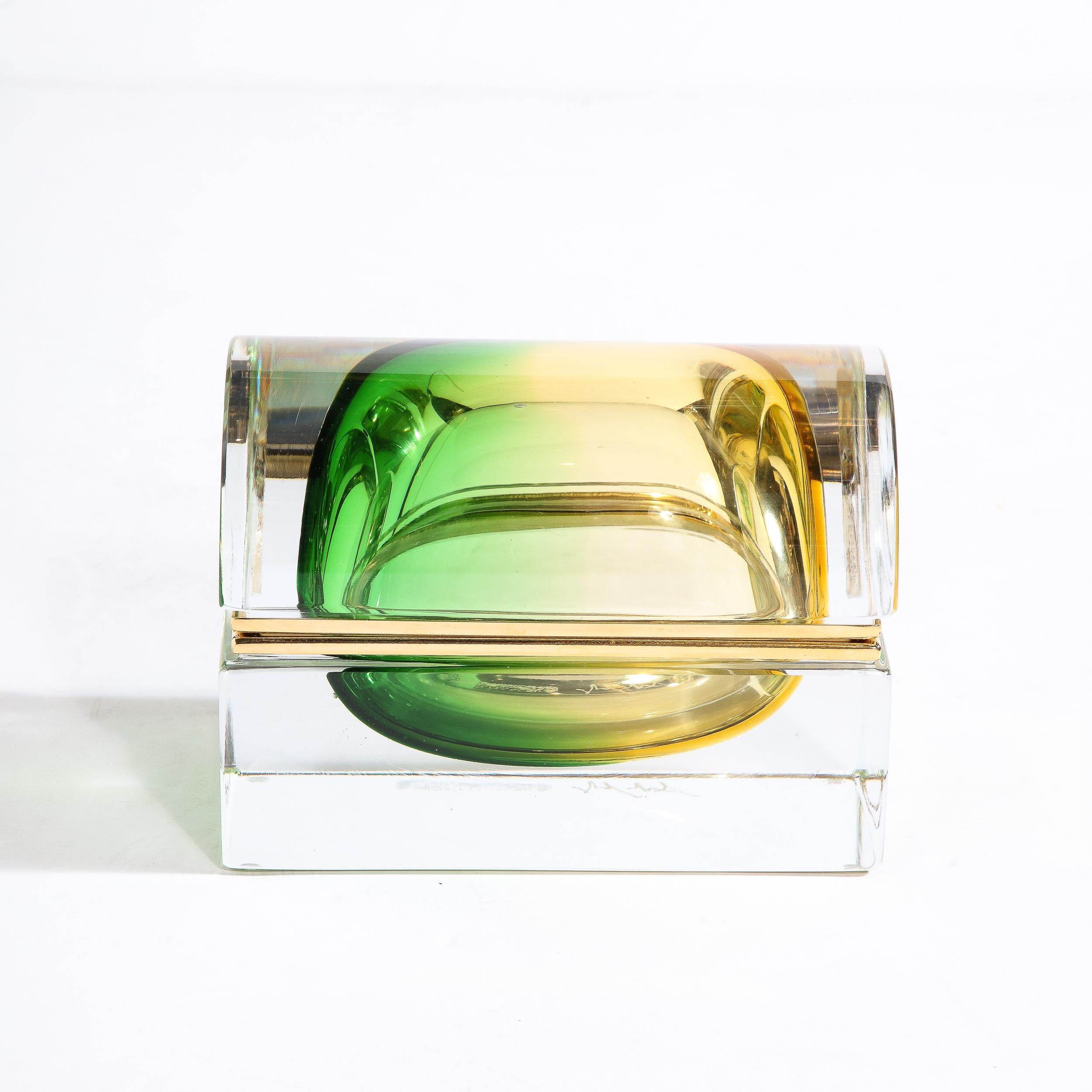 Hand Blown Murano Glass Box in Emerald and Citrine Gradient For Sale at ...