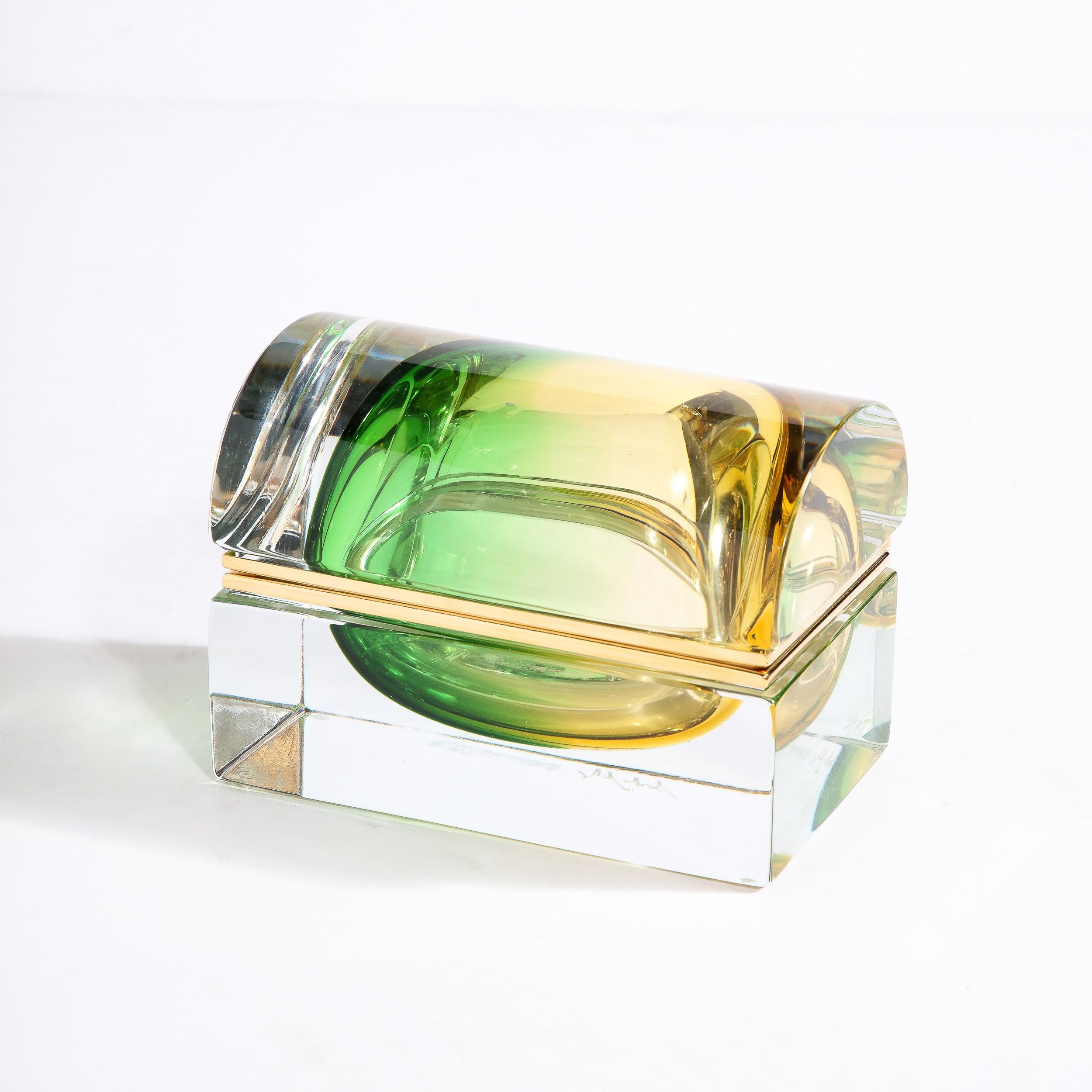 Hand Blown Murano Glass Box in Emerald and Citrine Gradient For Sale at ...