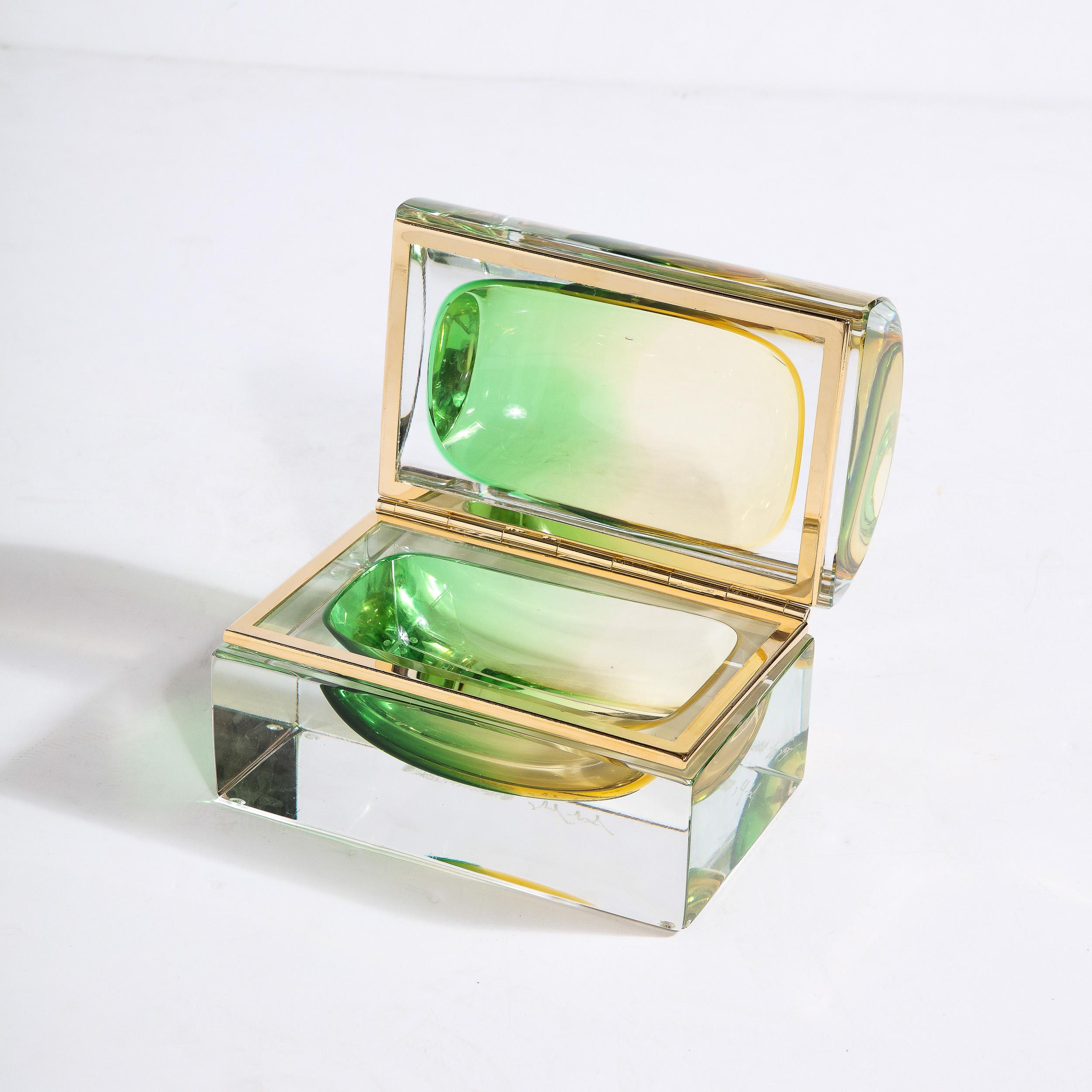 Hand Blown Murano Glass Box in Emerald and Citrine Gradient For Sale at ...