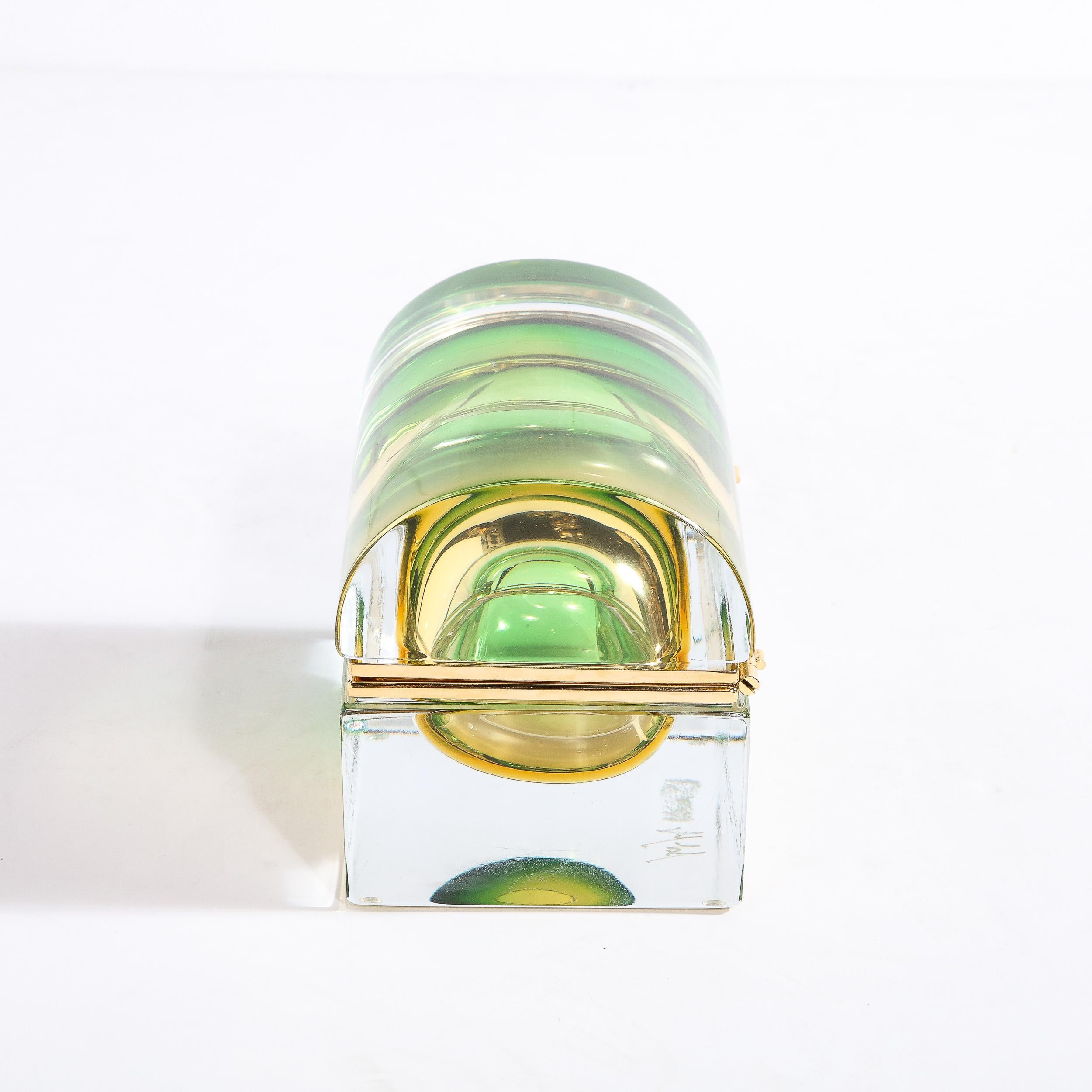Hand Blown Murano Glass Box in Emerald and Citrine Gradient For Sale at ...