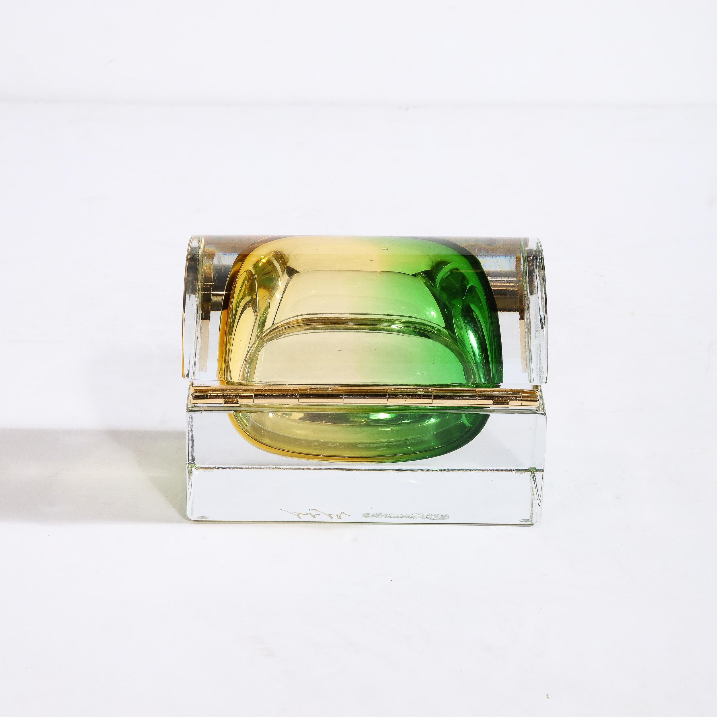Hand Blown Murano Glass Box in Emerald and Citrine Gradient For Sale at ...