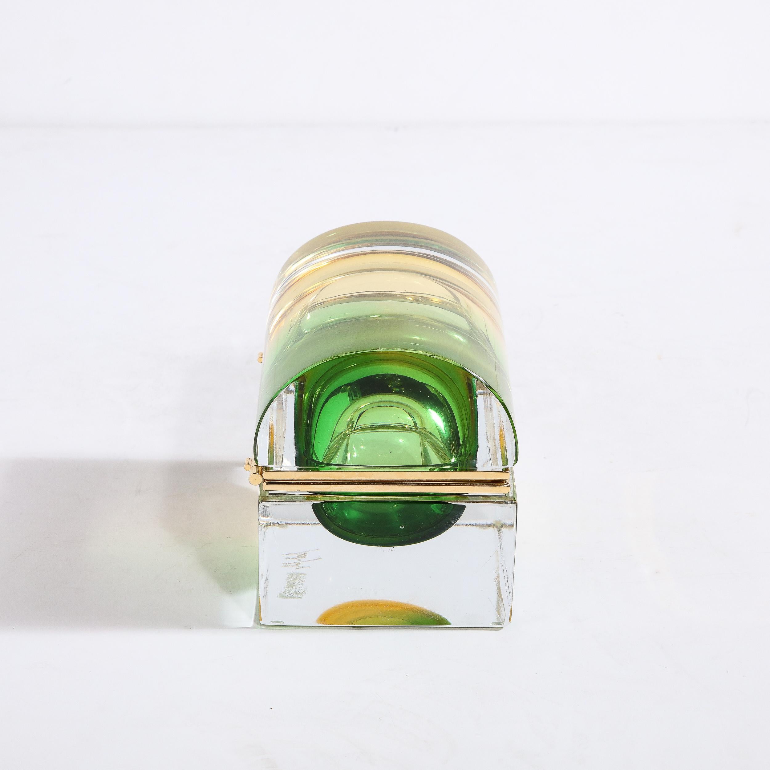 Hand Blown Murano Glass Box in Emerald and Citrine Gradient For Sale at ...