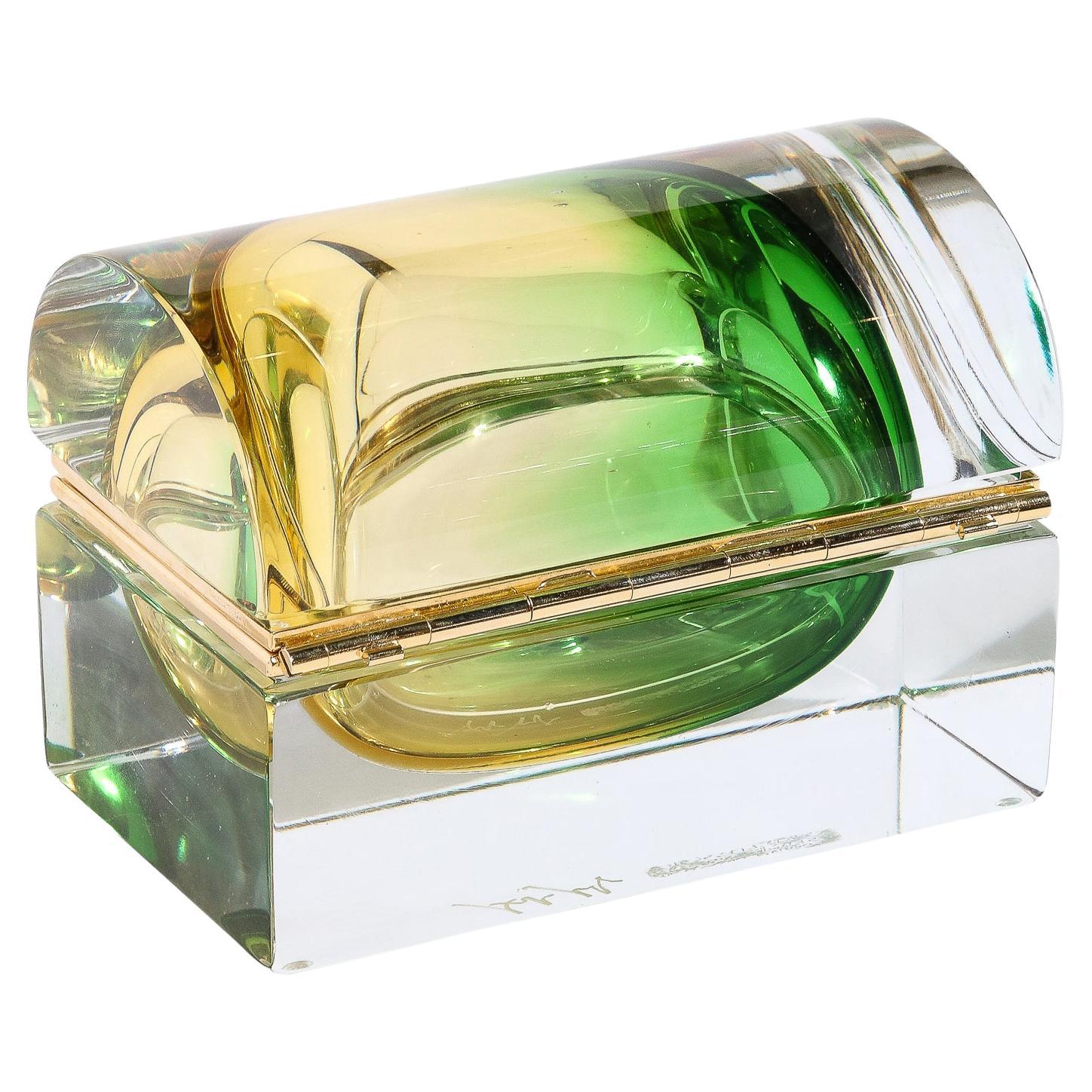 Hand Blown Murano Glass Box in Emerald and Citrine Gradient For Sale at ...
