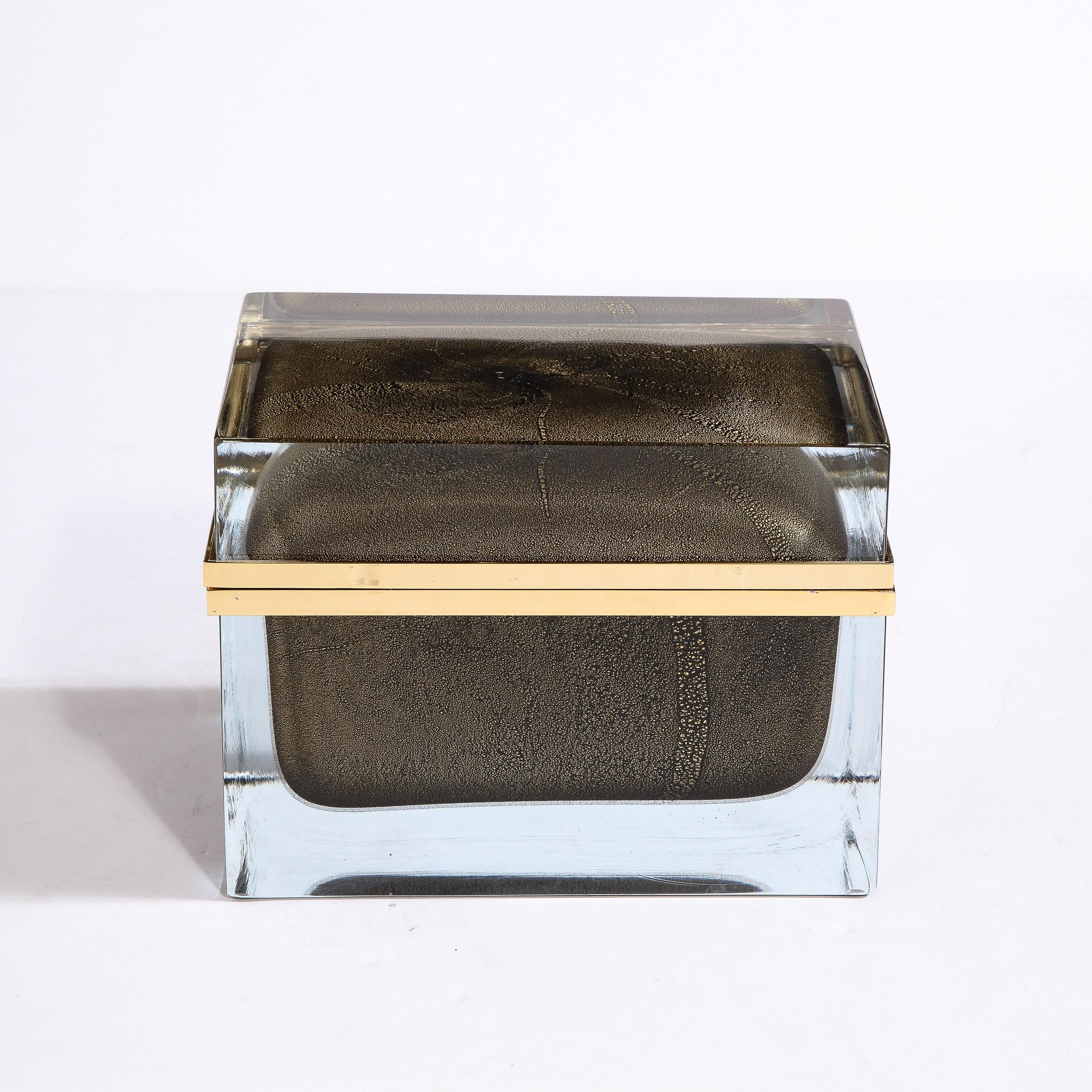 Hand Blown Murano Glass Box in Onyx Black W/24 Karat Gold Flecks at ...