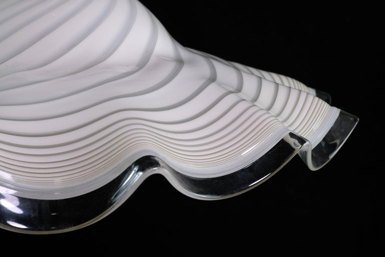 Hand Blown Murano Swirl Rippled Brim Glass Pendant Light For Sale at ...