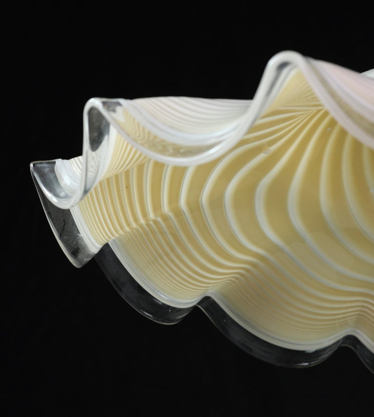 Hand Blown Murano Swirl Rippled Brim Glass Pendant Light For Sale at ...