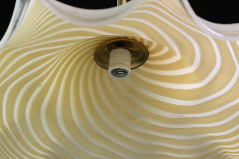 Hand Blown Murano Swirl Rippled Brim Glass Pendant Light For Sale at ...