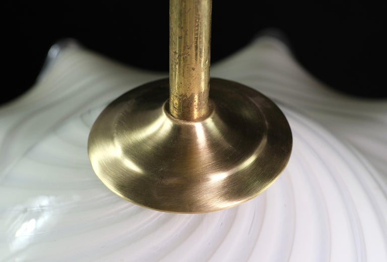 Hand Blown Murano Swirl Rippled Brim Glass Pendant Light For Sale at ...