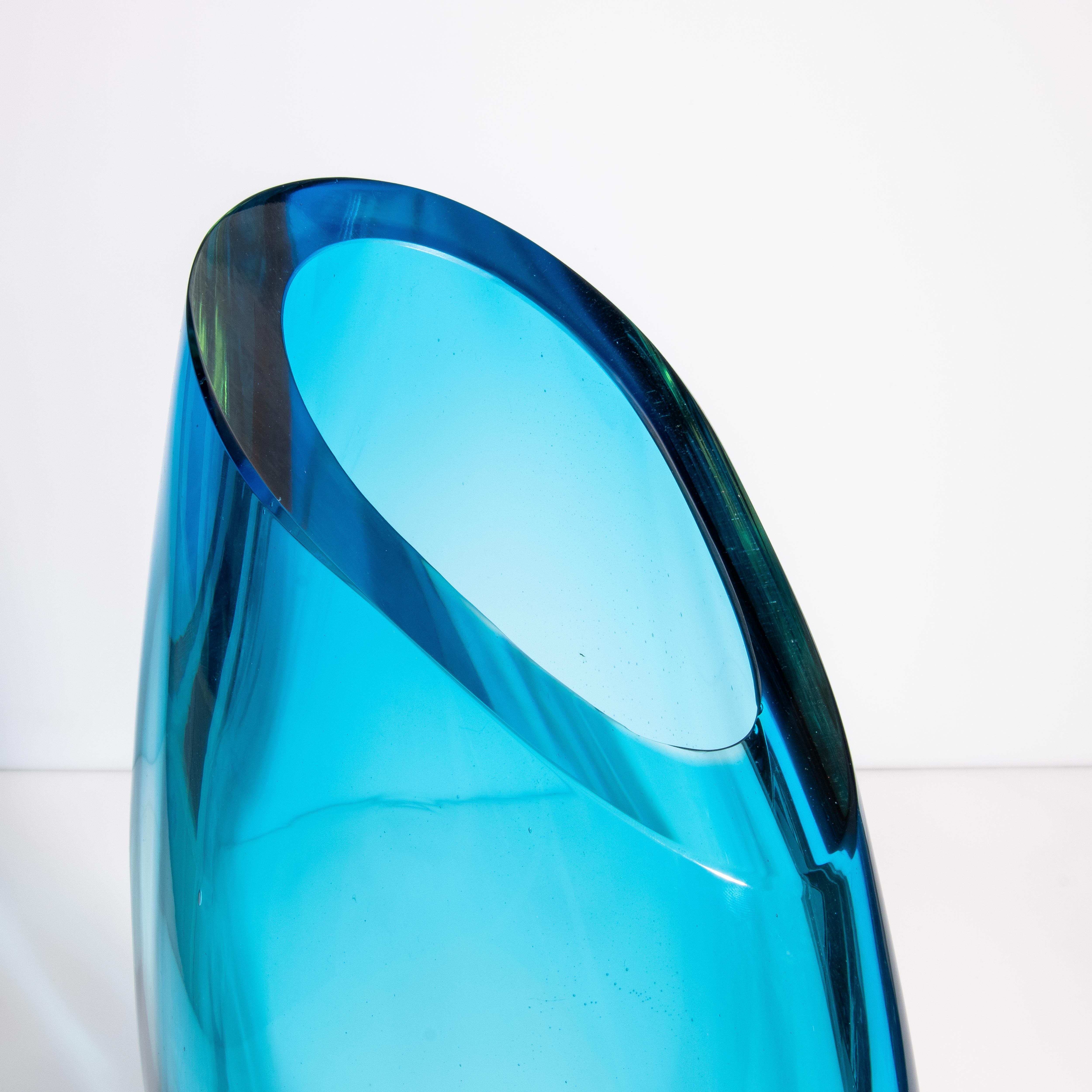 Hand Blown Murano Teardrop Vase in Lagoon Blue Large For Sale at 1stDibs