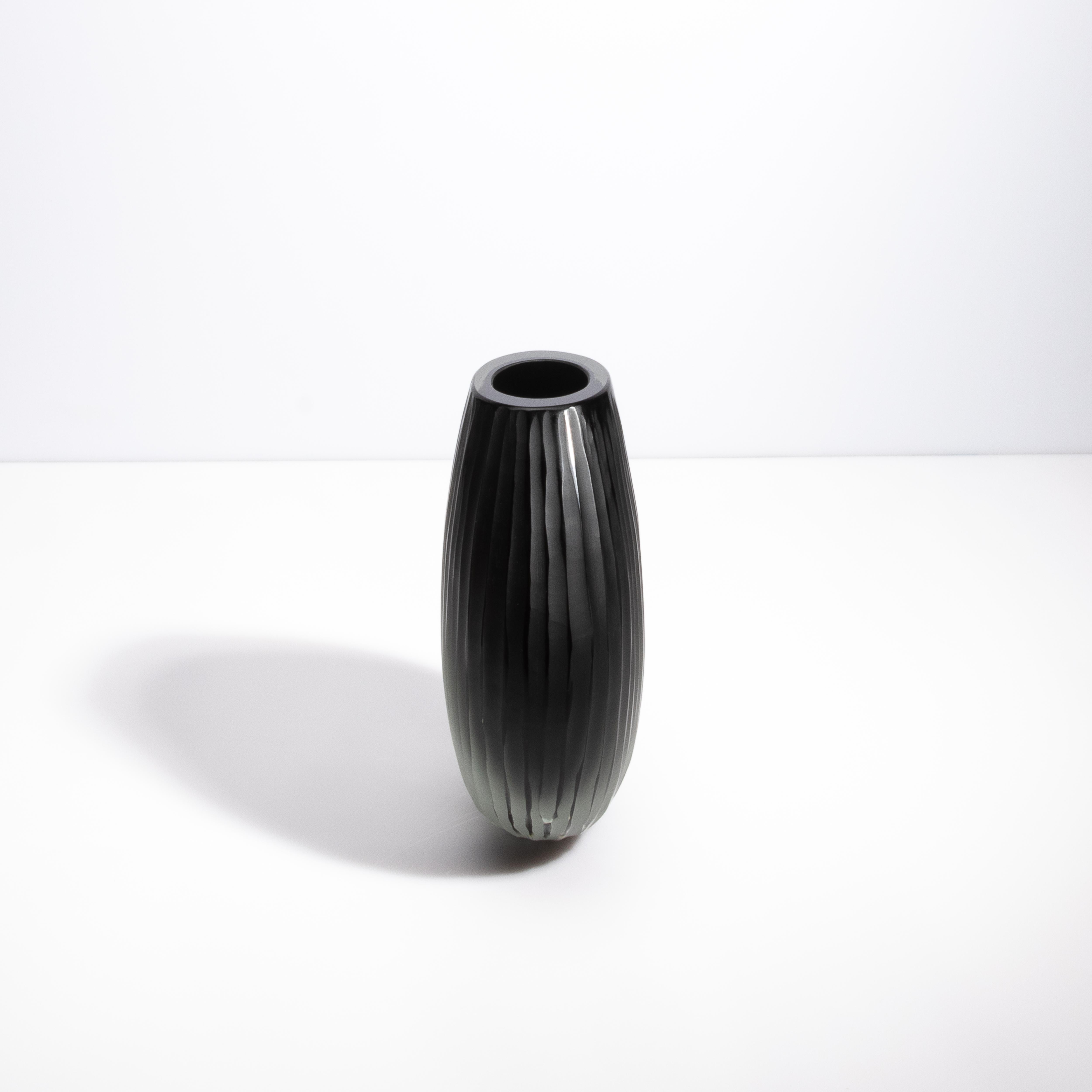 Hand Blown Murano Vase Supreme in Black Medium For Sale at 1stDibs