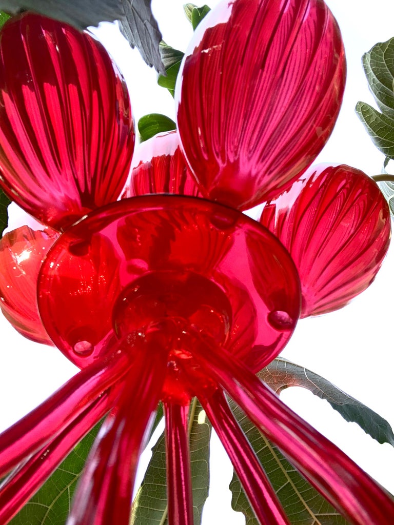 Hand-Blown Red Colored Glass Flower Vase Artifact, Shruberry For Sale ...