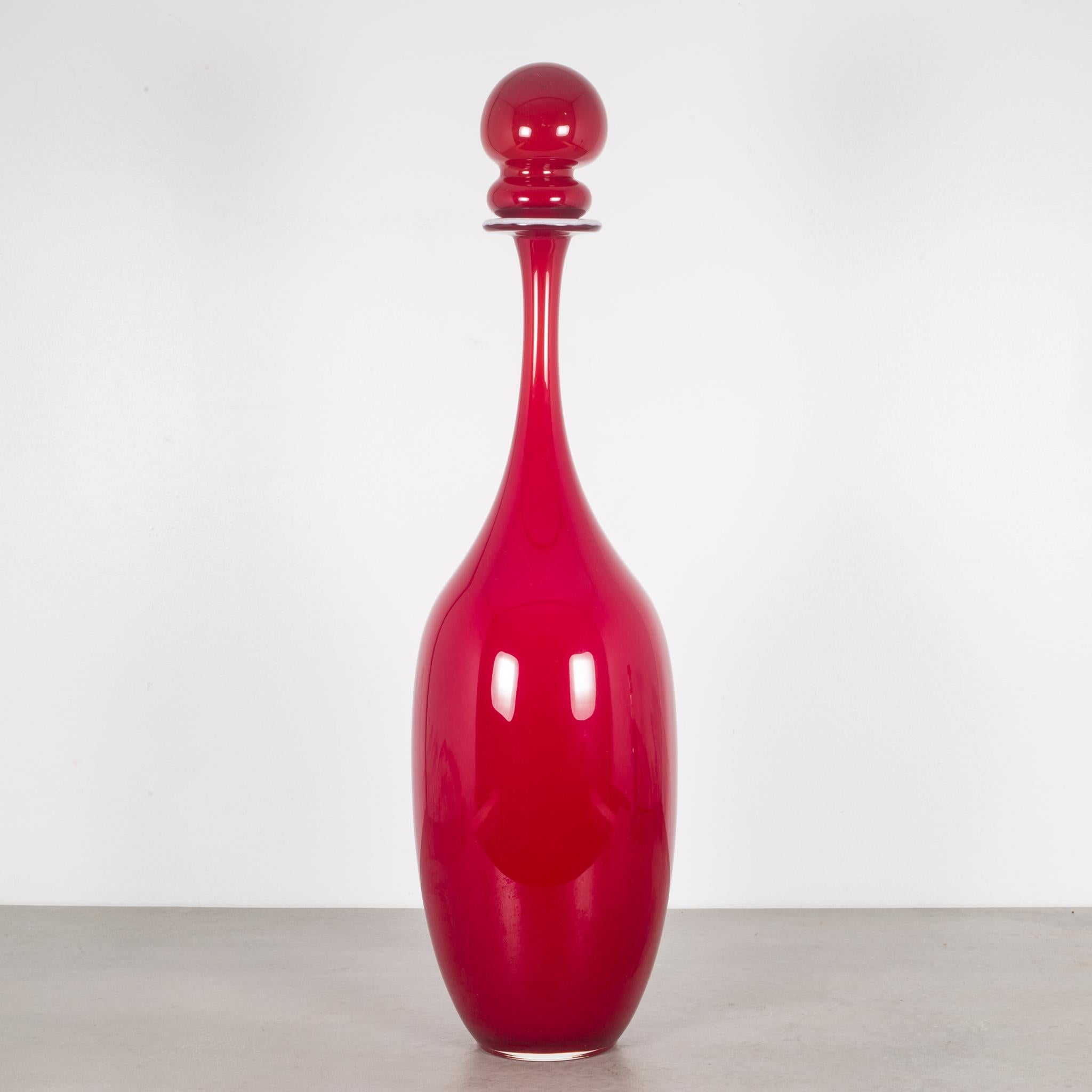 Hand Blown Red Murano Glass Decanter Made in Italy For Sale at 1stDibs
