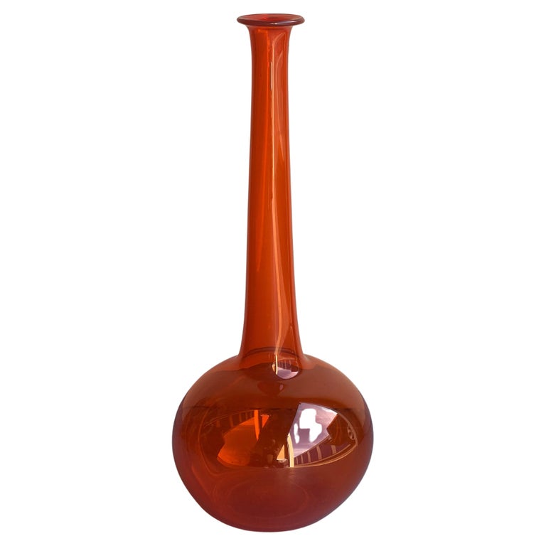 Hand Blown Tall Art Glass Vase in the Style of Don Shepherd for Blenko ...