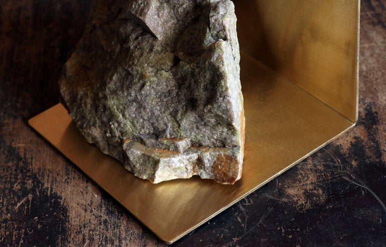 Hand Brushed Brass and Stone Table Lamp by Batten and Kamp For Sale at ...