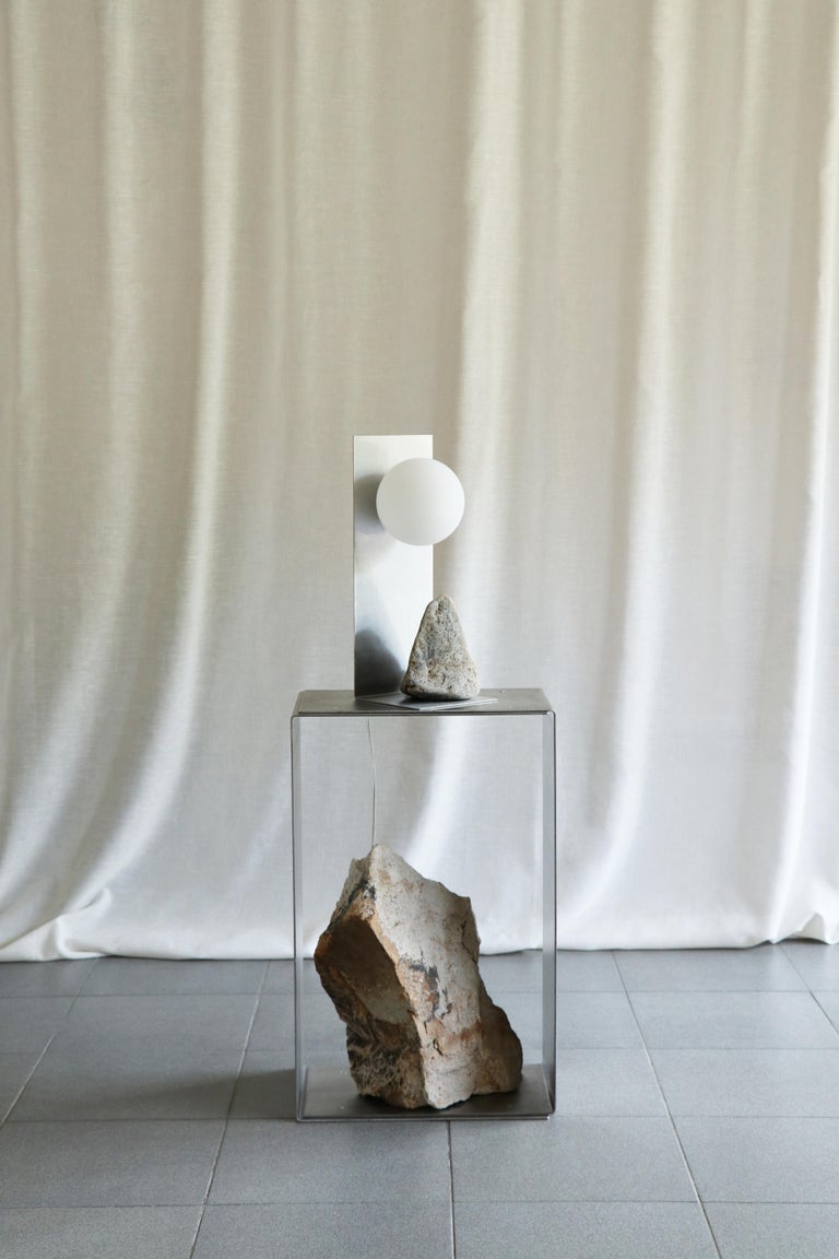 Hand Brushed Brass and Stone Table Lamp by Batten and Kamp For Sale at ...