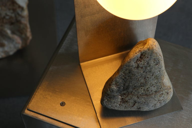Hand Brushed Brass and Stone Table Lamp by Batten and Kamp For Sale at ...