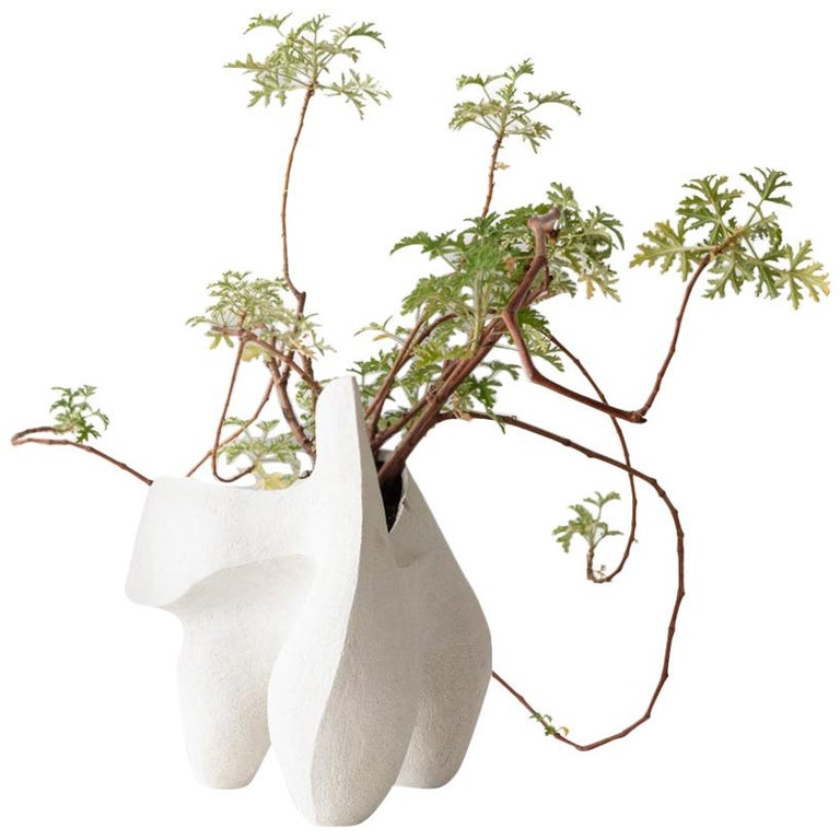 Hand Build Clay Planter I Unique Edition with Geranium at 1stDibs
